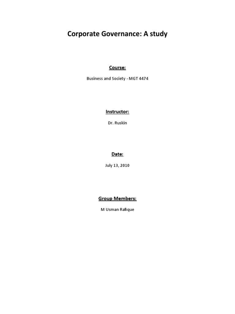 Understanding Corporate Governance Principles | PDF | Corporate ...