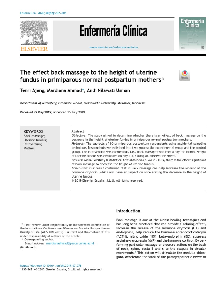 The Effect Back Massage To The Height of Uterine | PDF | Uterus ...