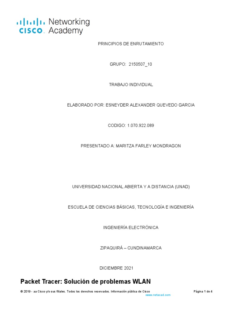 13.4.5 Packet Tracer - Troubleshoot WLAN Issues - ILM | PDF | Enrutador (Computación) | Dirección IP
