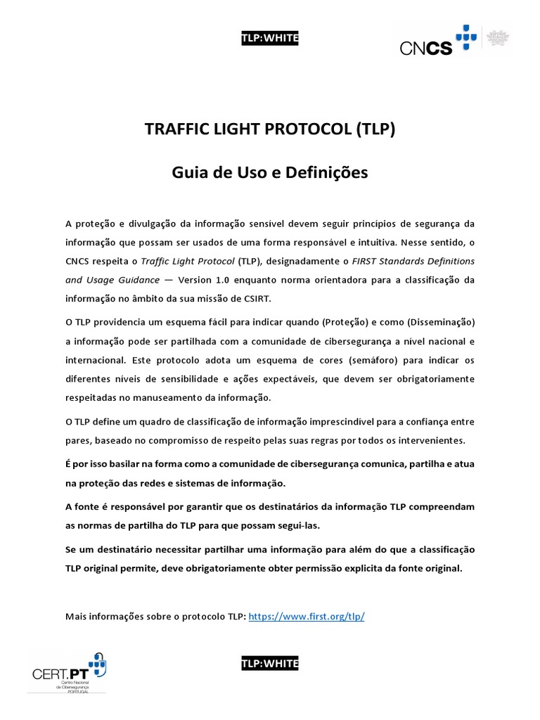 TLP Protocol - Guia de Uso e Definições | PDF | Informação | Segurança ...