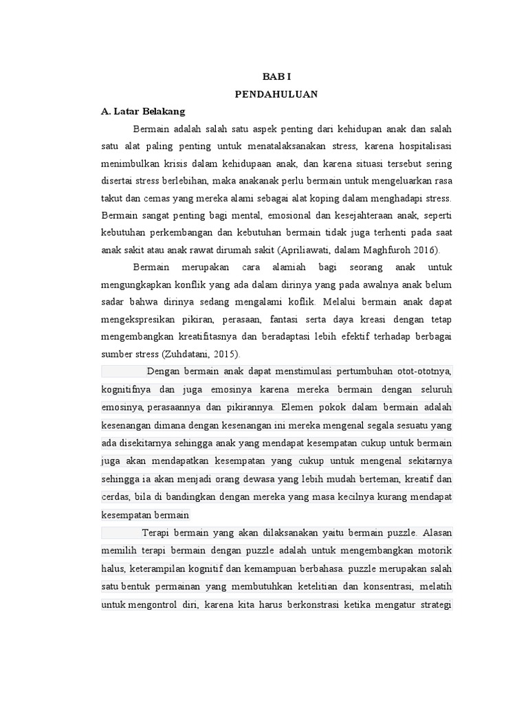 Proposal Terapi Bermain Puzzle | PDF