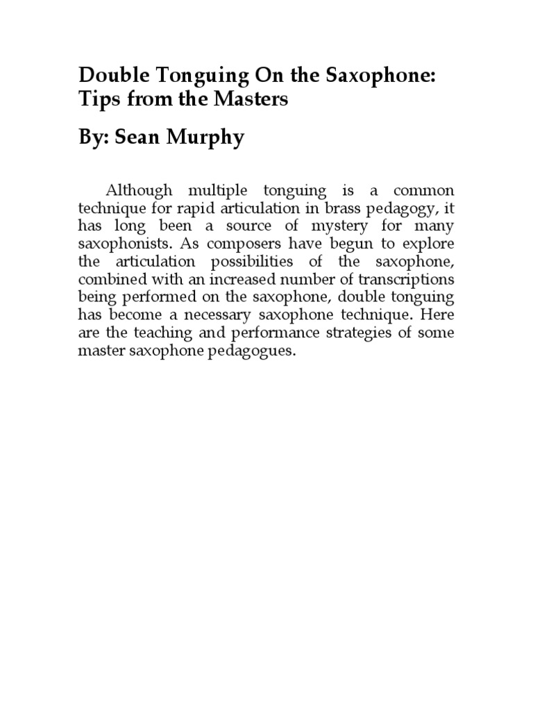 Mastering Double Tonguing on Saxophone | PDF | Saxophone | Music Theory