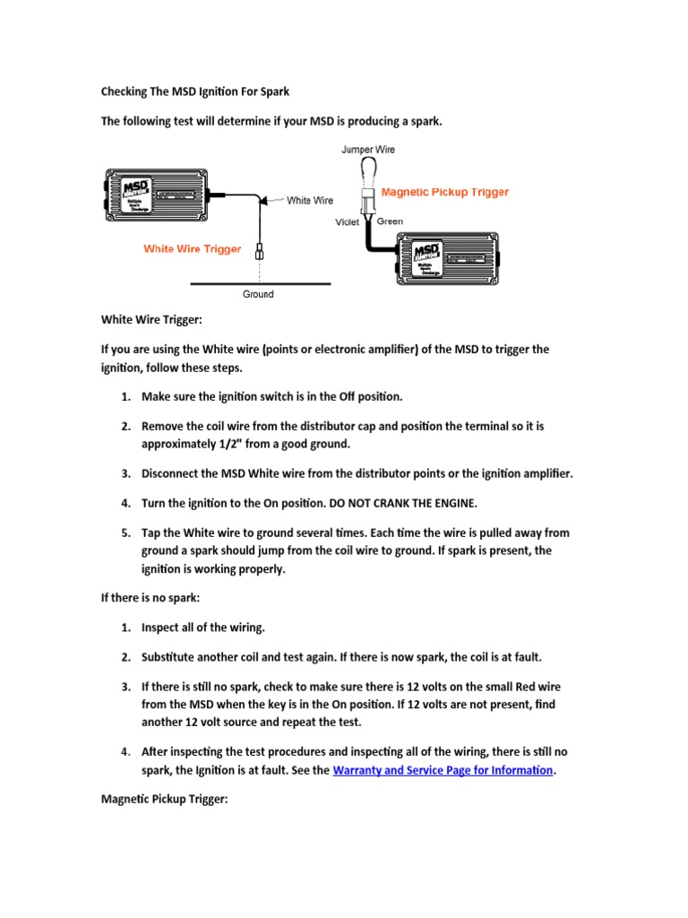 MSD Ignition Spark Testing Guide | PDF