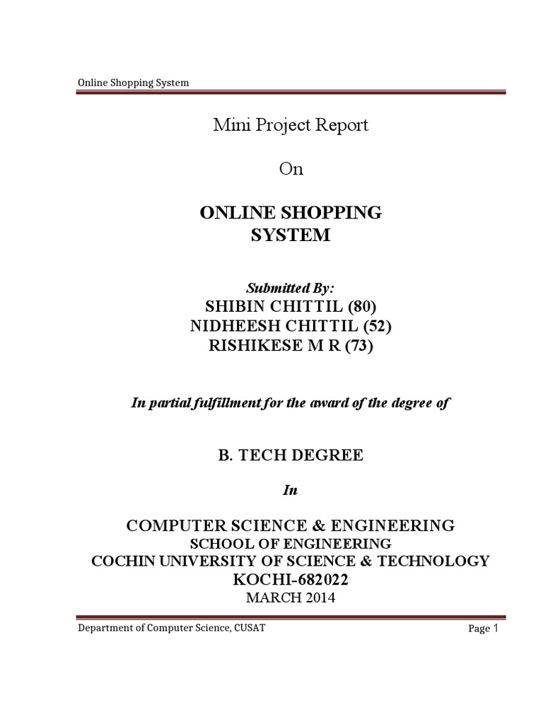 Online Shopping System Project Report | PDF | Html Element | Html