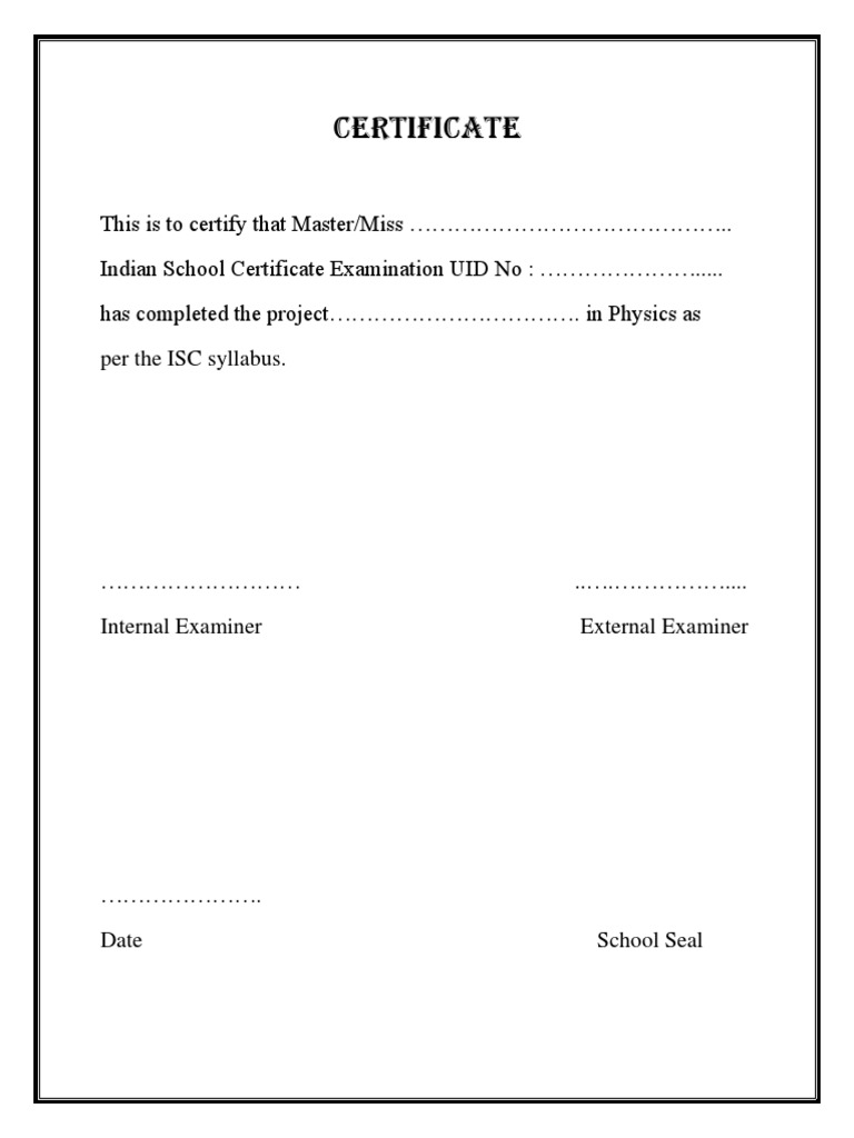 Physics Certificate | PDF