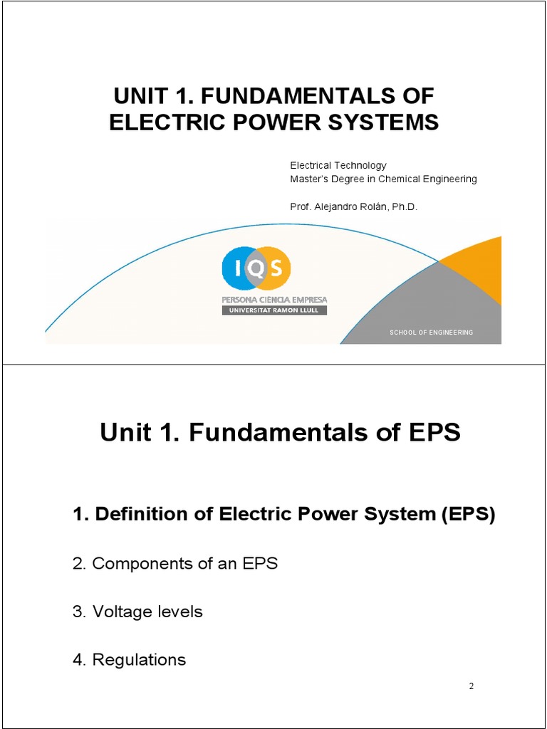 Unit 1. Fundamentals of Electric Power Systems | PDF | Electric Power ...