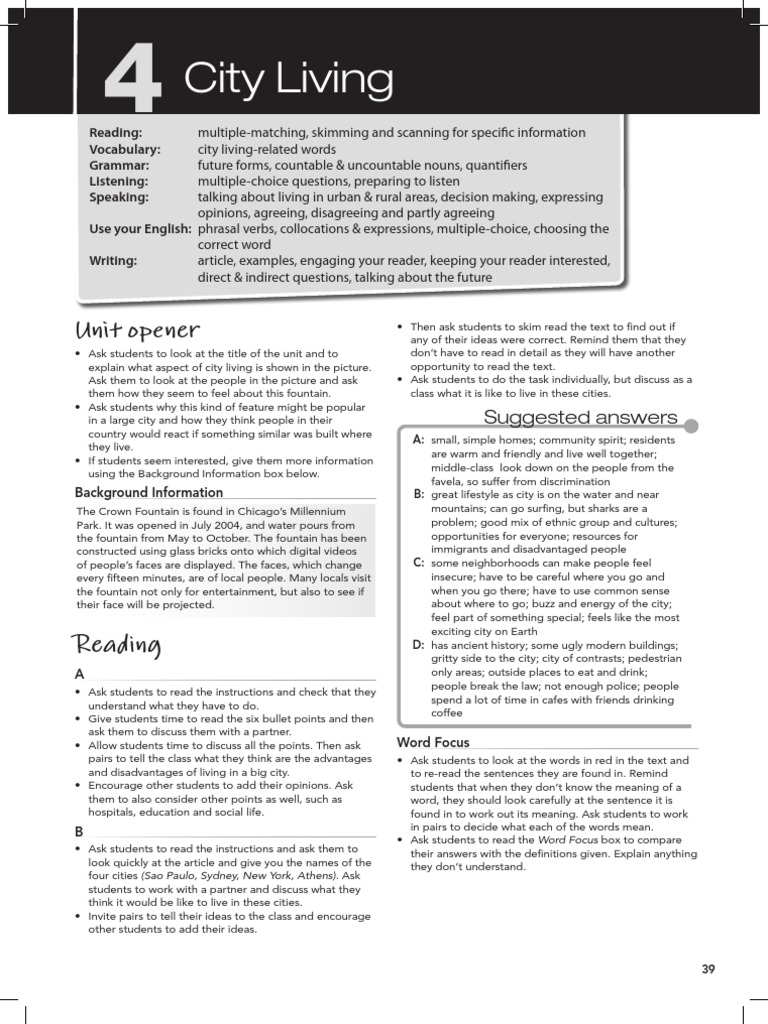 Close-Up B2 Teacher's Book Unit 4 | PDF