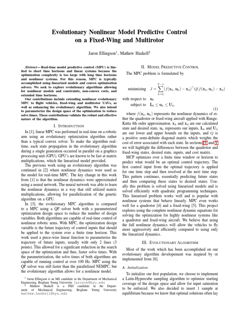 Evolutionary Nonlinear Model Predictive Control On A Fixed-Wing A | PDF ...