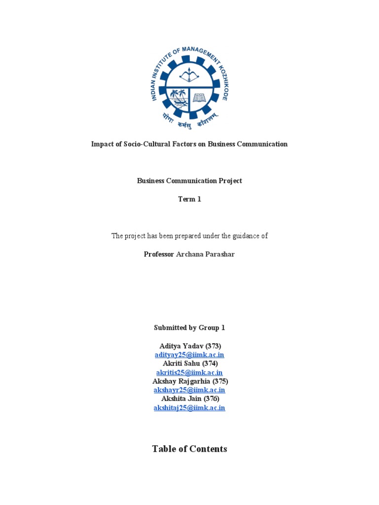 Bussiness Communication Project Final | PDF | Communication ...