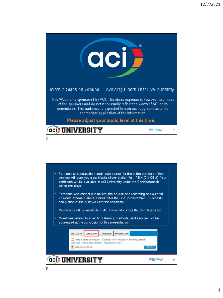 ACI Slabs On Grade Handout | PDF | Concrete | Road