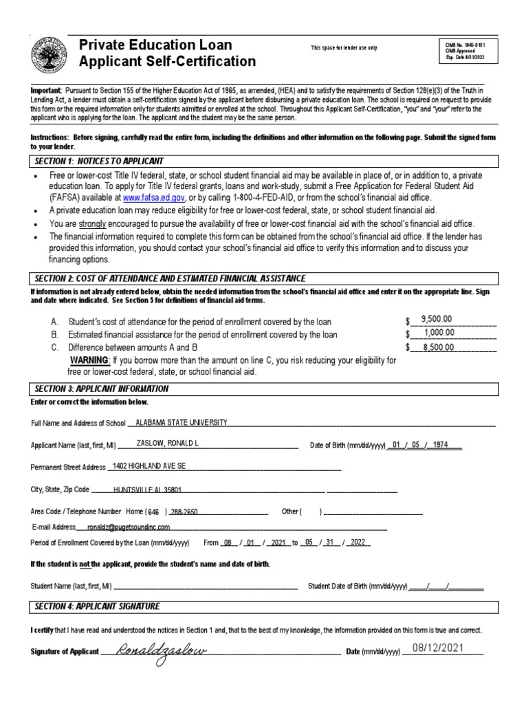 Self Cert Form | Download Free PDF | Loans | Student Loan