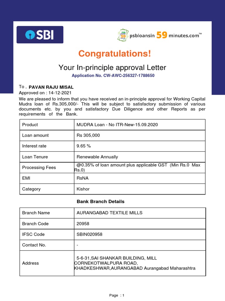 Congratulations!: Your In-Principle Approval Letter | PDF | Banks | Loans