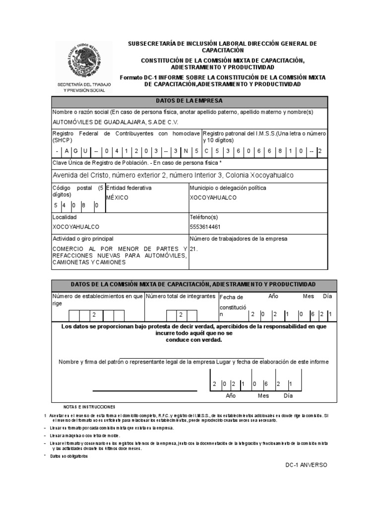 6 - Automoviles Guadalajara - Formato DC1 | PDF