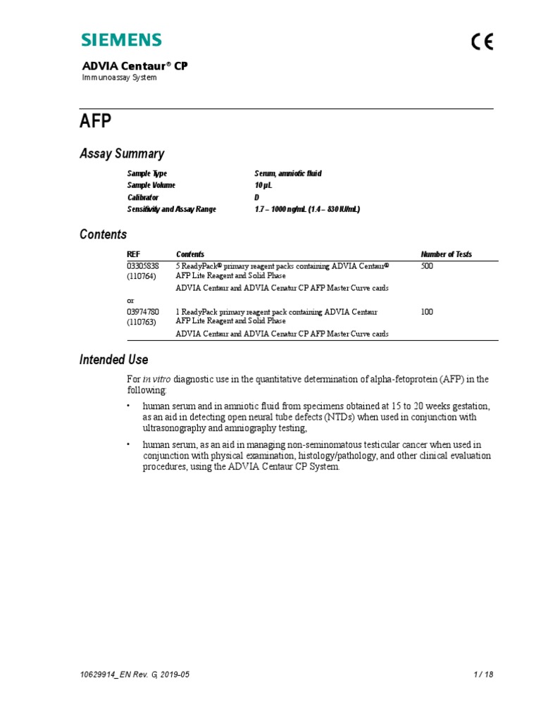 Assay Summary: ADVIA Centaur CP | PDF | Medical Specialties | Clinical ...