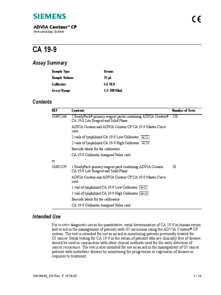 Assay Summary: ADVIA Centaur CP | PDF | Assay | Pancreatic Cancer