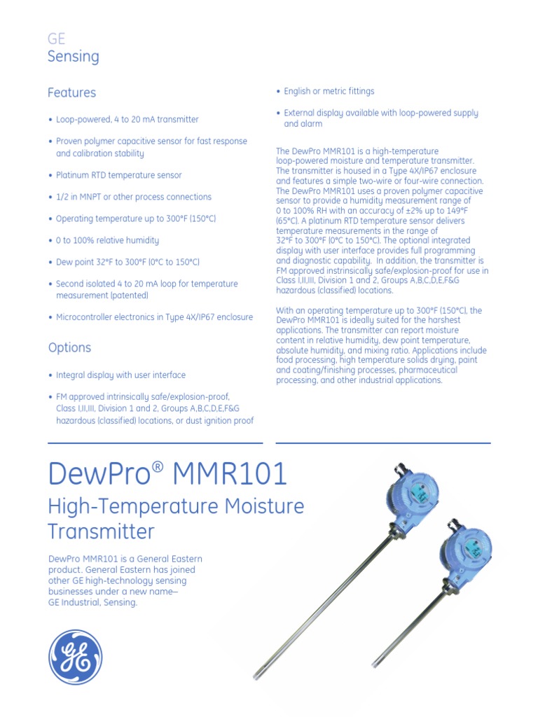 Dewpro Mmr101: High-Temperature Moisture Transmitter | PDF | Humidity ...