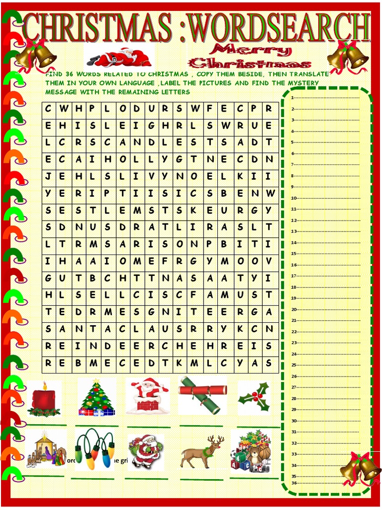 Christmas Wordsearch With A Hidden Message Key Inc Wordsearches 83552 ...