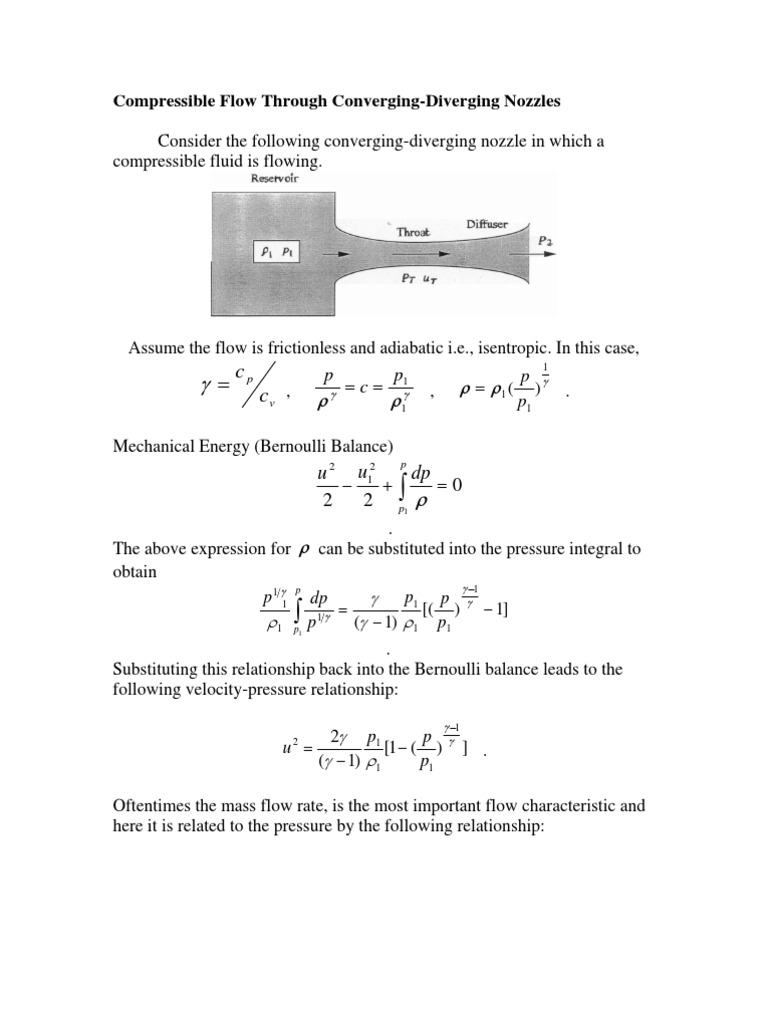 Compressible Flow Through Converging-Diverging Nozzles: P C P P P | PDF ...