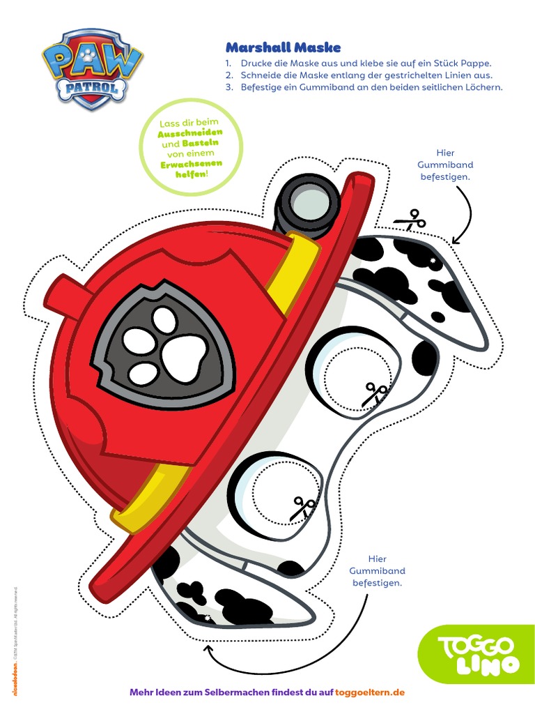 PAW Patrol Marshall-Maske Bastelvorlage | PDF
