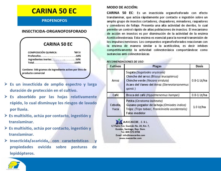 Ficha Tecnica Carina 50 EC | Descargar gratis PDF | Insecticida | Arroz