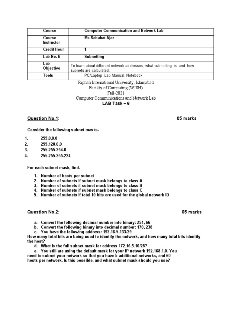 CCN Lab 6 Task | PDF | Internet Standards | Computer Science