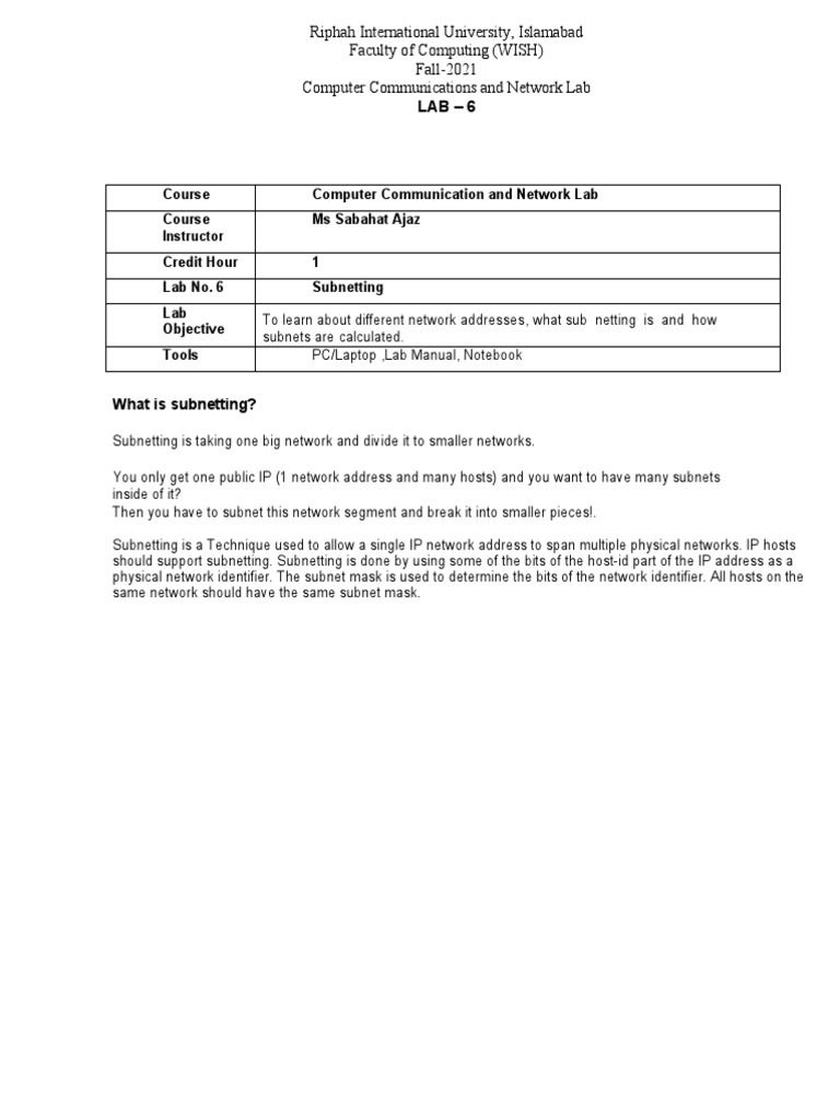 CCN Lab 6 | PDF | Ip Address | Internet Architecture