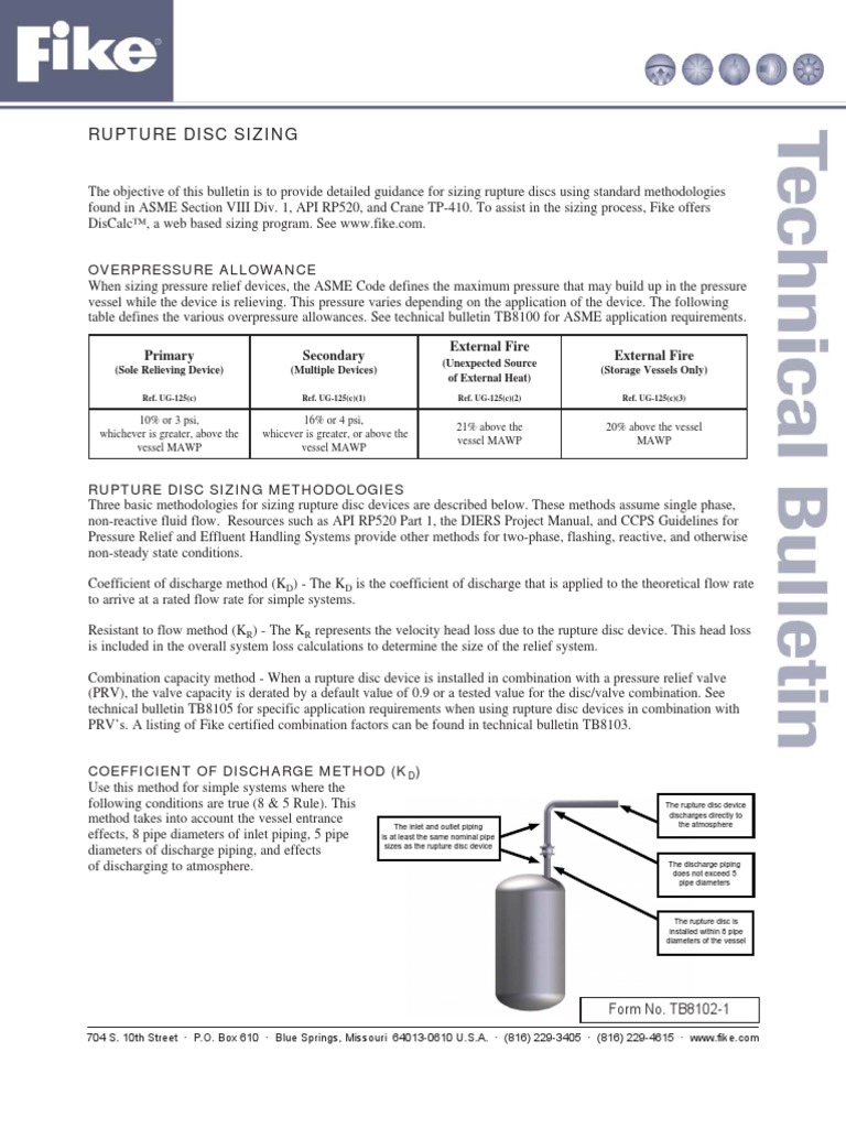 Rupture Disc Sizing | PDF | Fluid Dynamics | Liquids