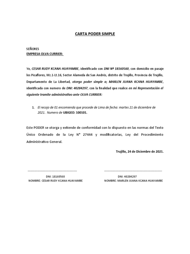 Carta Poder Simple | PDF