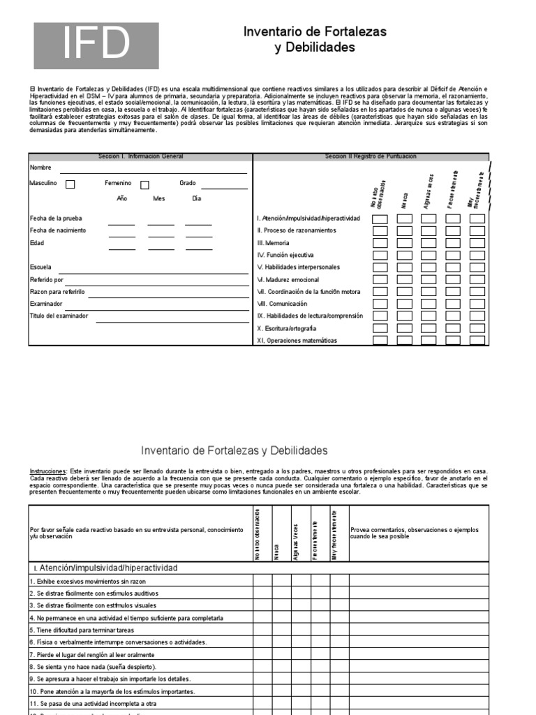 Formato IFD | PDF | Memoria | Desorden hiperactivo y deficit de atencion