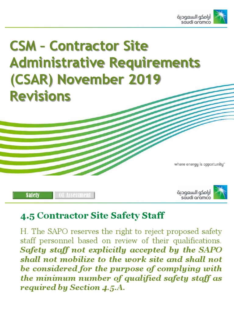 CSM - Contractor Site Administrative Requirements (CSAR) November 2019 ...