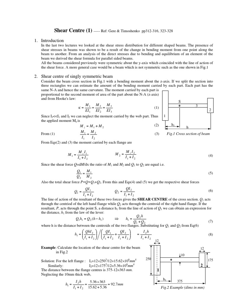 Shear Centre | PDF | Bending | Beam (Structure)