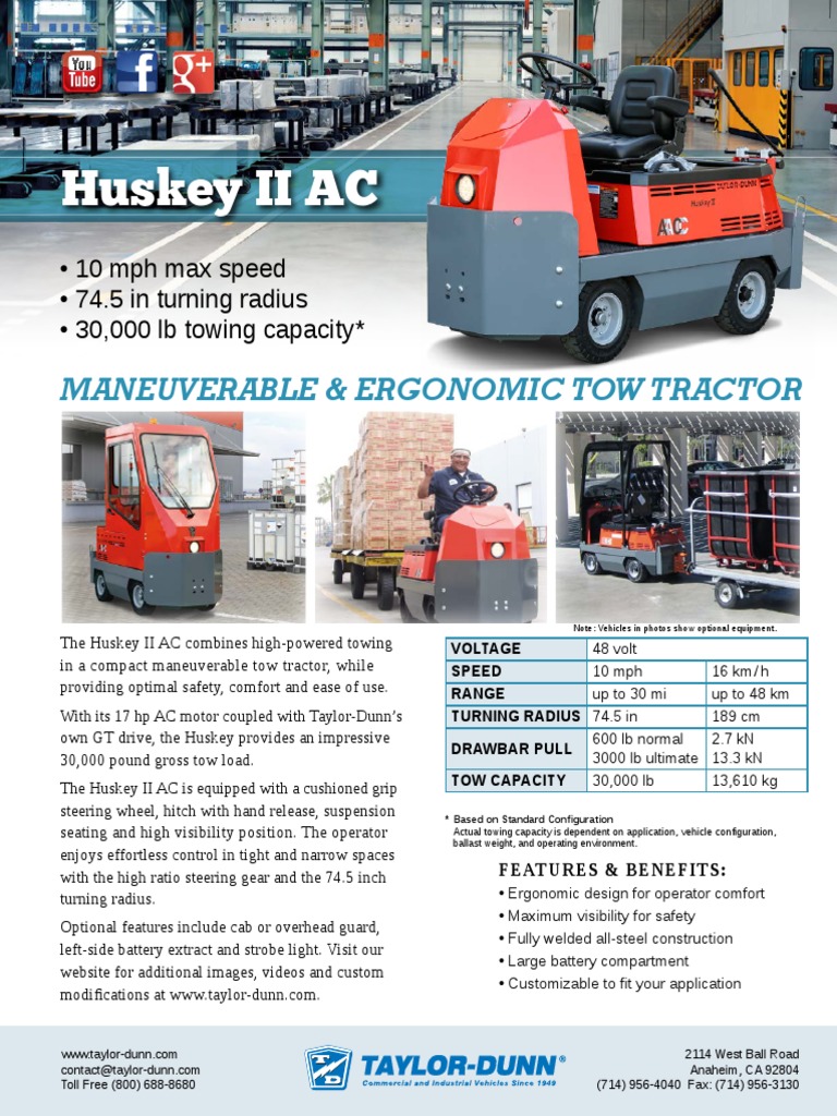 Huskey II AC: Maneuverable & Ergonomic Tow Tractor | PDF | Truck | Car
