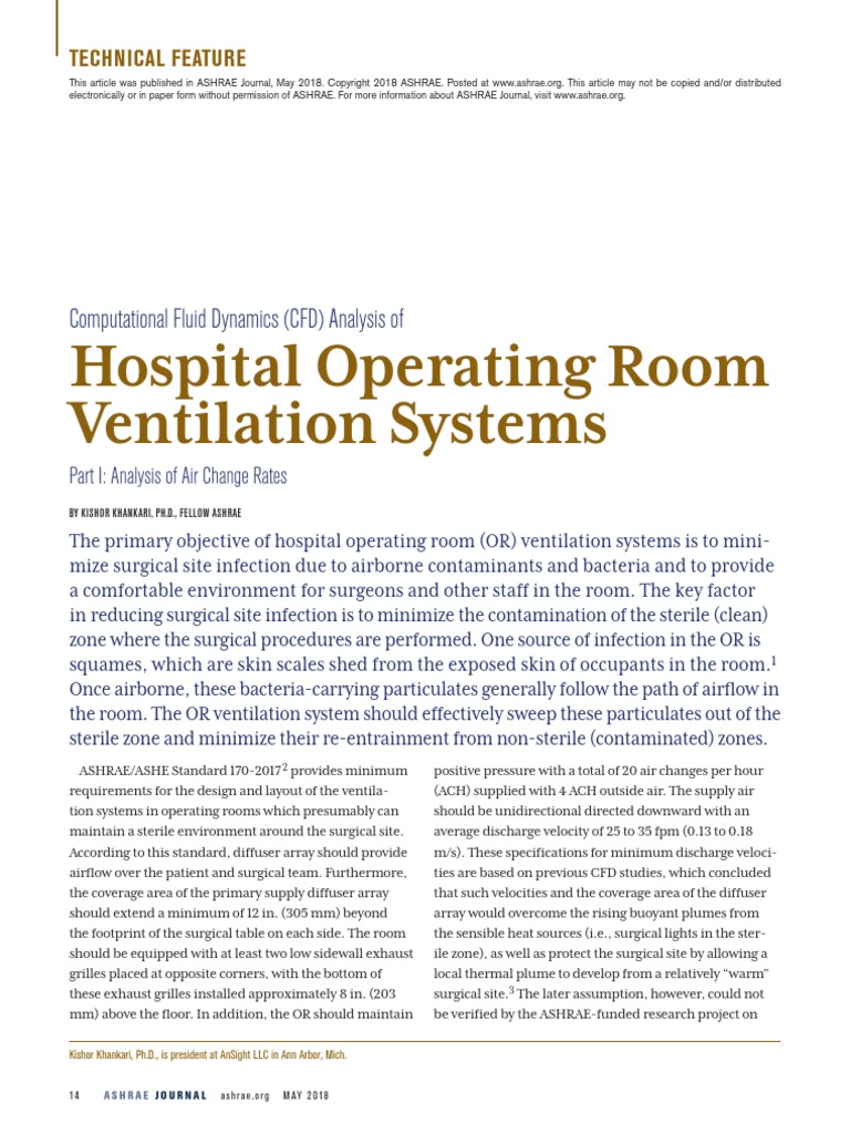 Hospital Operating Room Ventilation Systems: Computational Fluid ...
