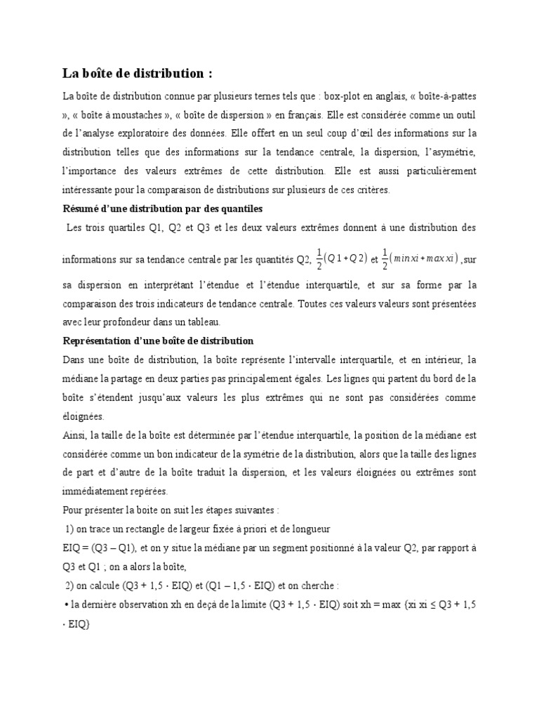 La Boîte Moustache | Descargar gratis PDF | Statistique descriptive | Analyse statistique