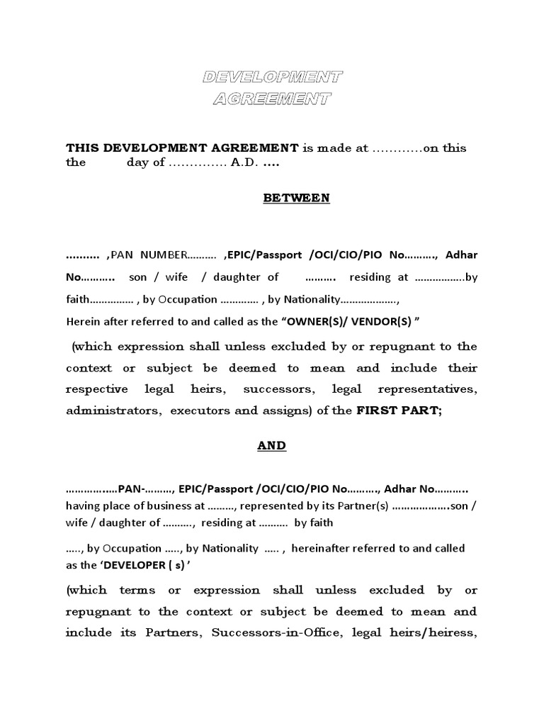 Development Agreement | PDF | Deed | Conveyancing