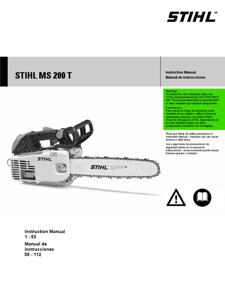 Ms 200t Chain Saw Instruction Manual | PDF | Safety