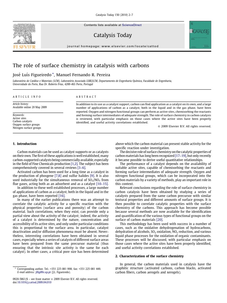The Role of Surface Chemistry in Catalysis With Carbons | PDF ...