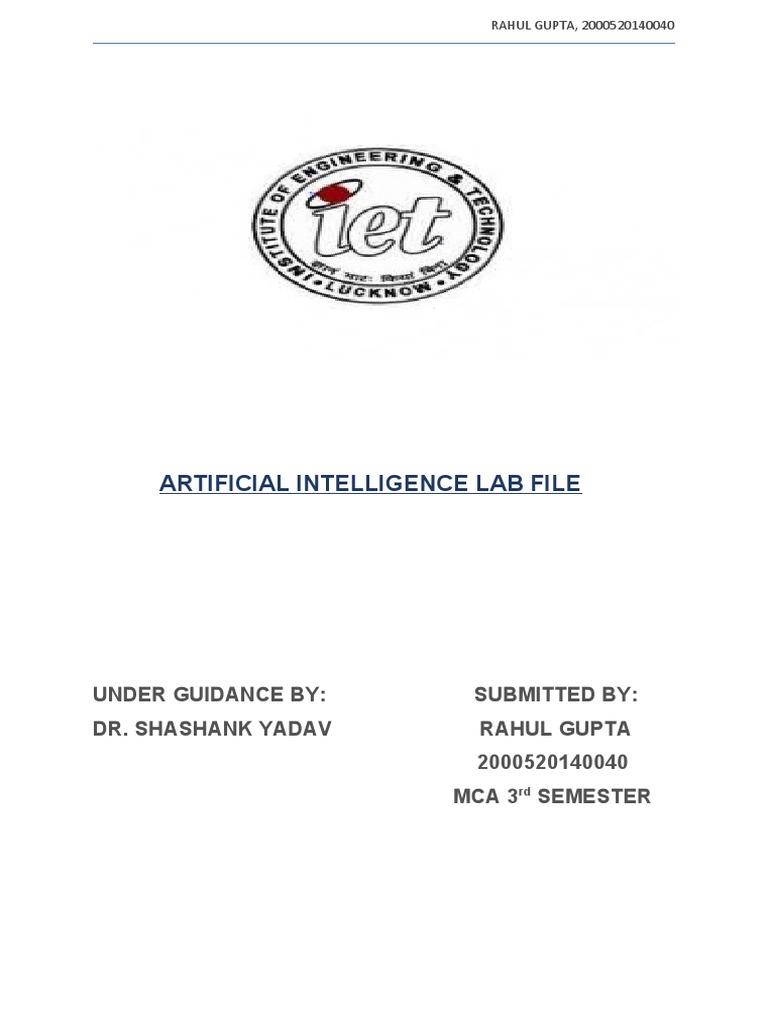 Artificial Intelligence Lab File | PDF | Computer Programming | Algorithms And Data Structures