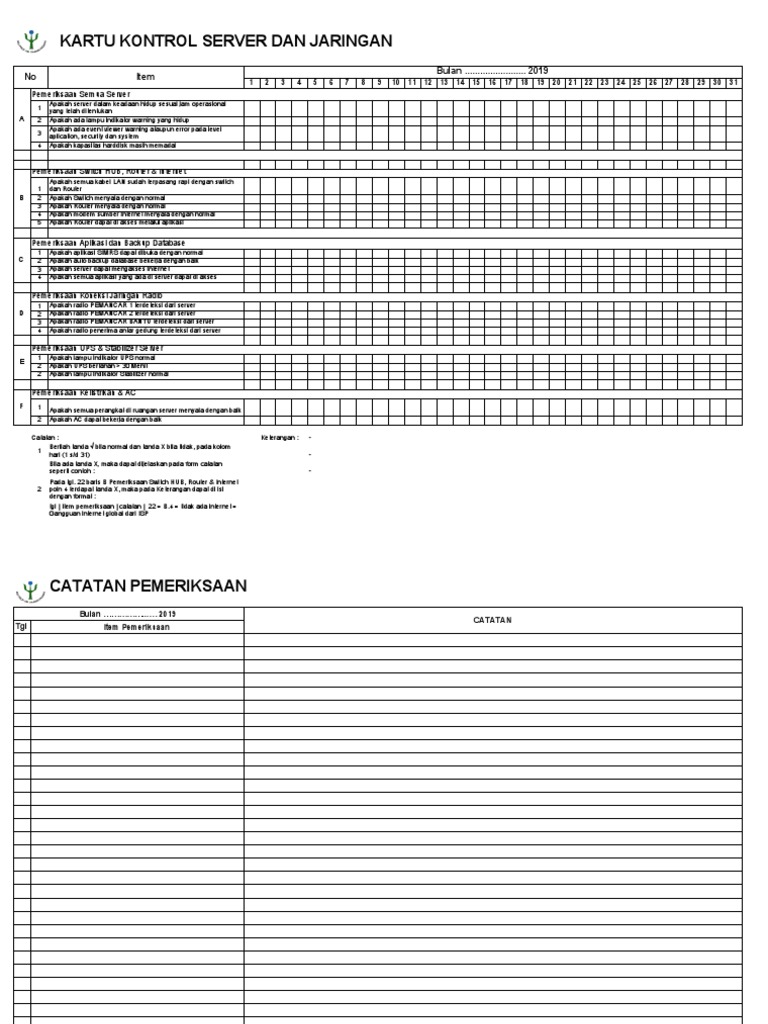 Contoh Checklist Ruangan Server | PDF
