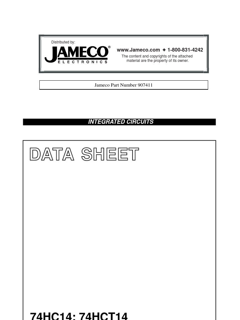 74HC14N Philips Datasheet 7274 | PDF | Logic Gate | Physical Quantities