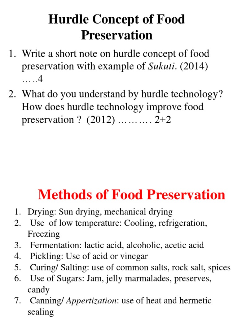 Hurdle Technology in Food Preservation | PDF | Food Preservation | Foods