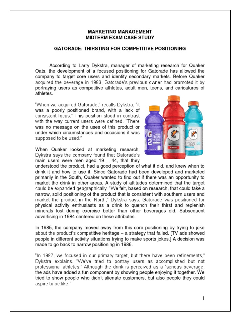 Marketing Management Midterm Exam Case Study New | PDF | Marketing | Market (Economics)