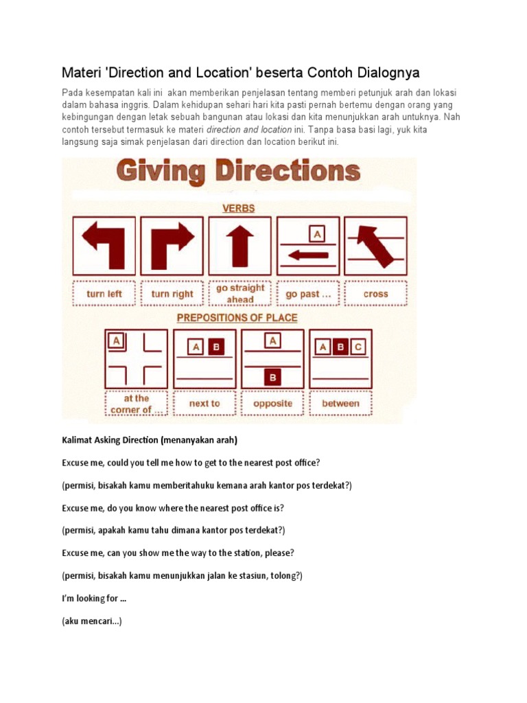 Materi Direction and Location Beserta Contoh Dialognya | PDF | Seni ...