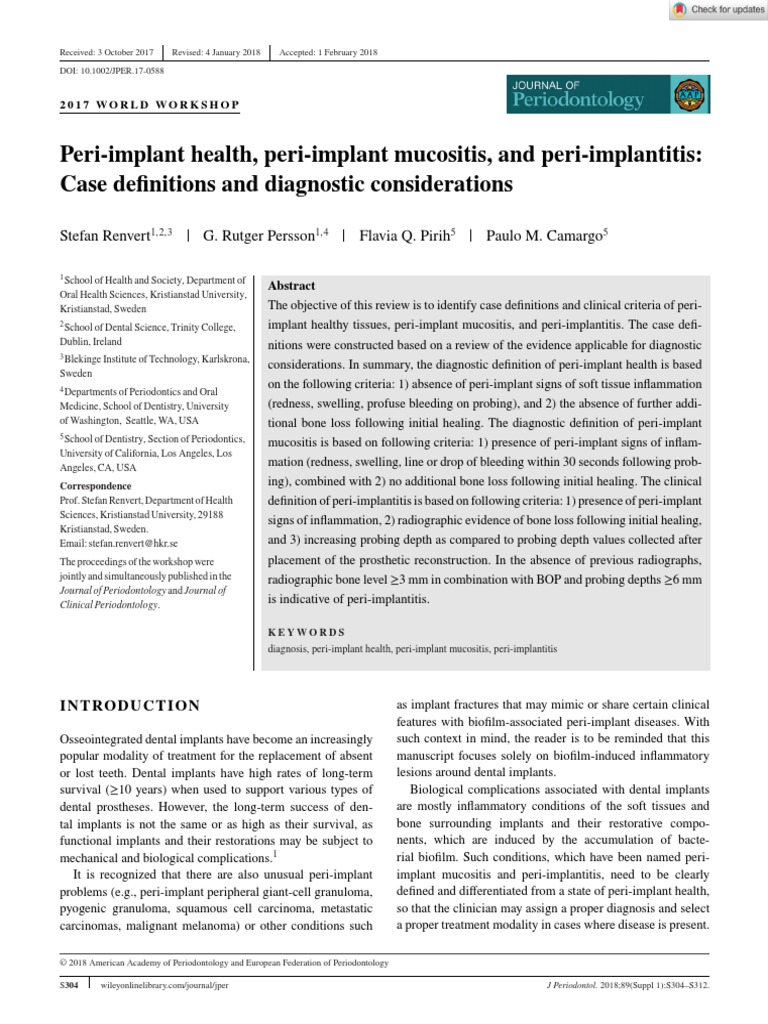 Peri-Implant Health, Peri-Implant Mucositis, and Peri-Implantitis: Case ...