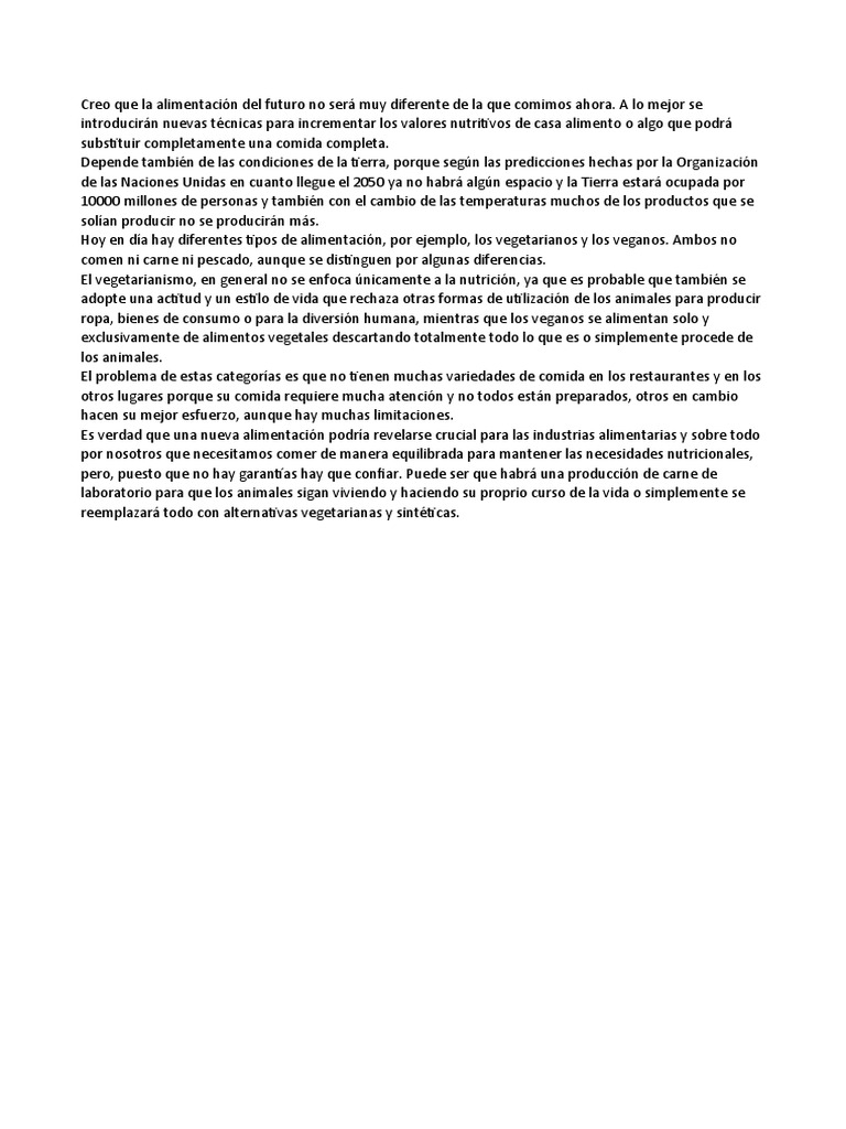 La Alimentacion Del Futuro | PDF