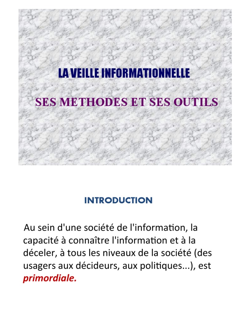 LA VEILLE INFORMATIONNELLE-cours | PDF | Informations | Environnement naturel