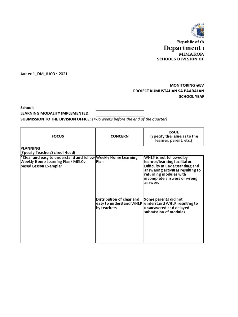 Kumustahan Activity Monitoring Tool | PDF | Learning | Rubric (Academic)