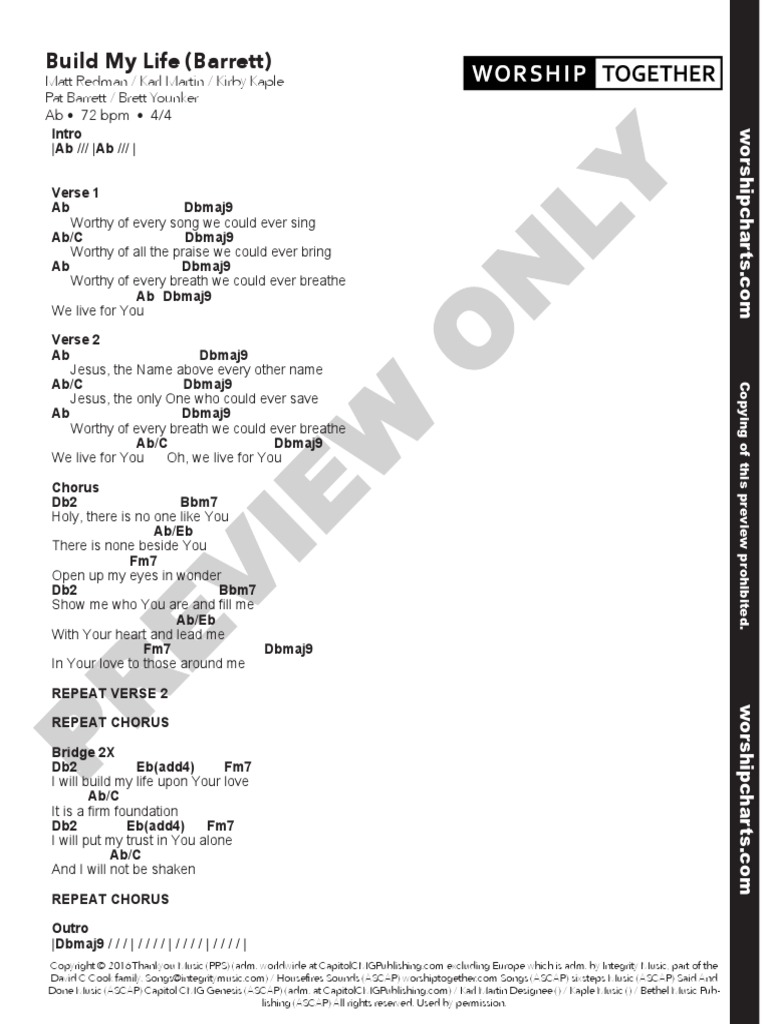 Build My Life Barrett Chord Chart Preview | PDF | Song Structure | Mass ...