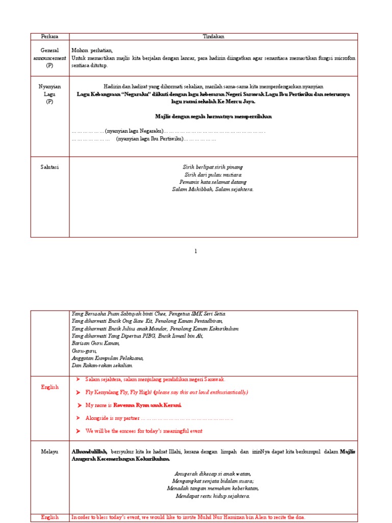 Teks Emcee Dwi Bahasa Koko | PDF