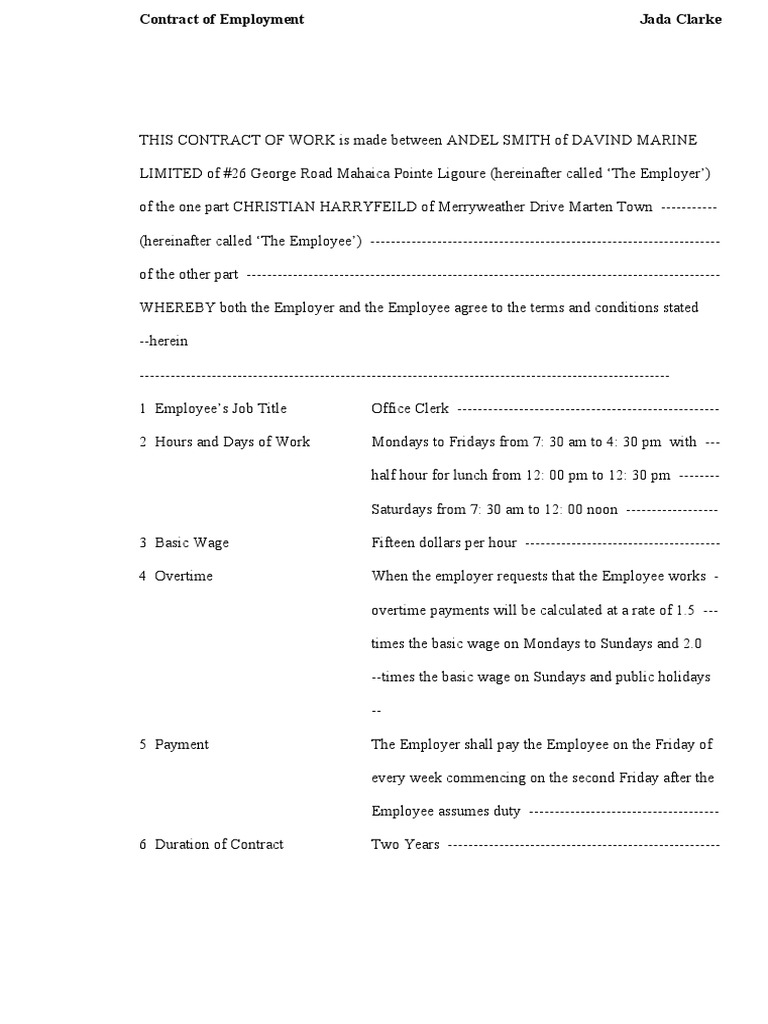 Contract | PDF | Employment | Overtime